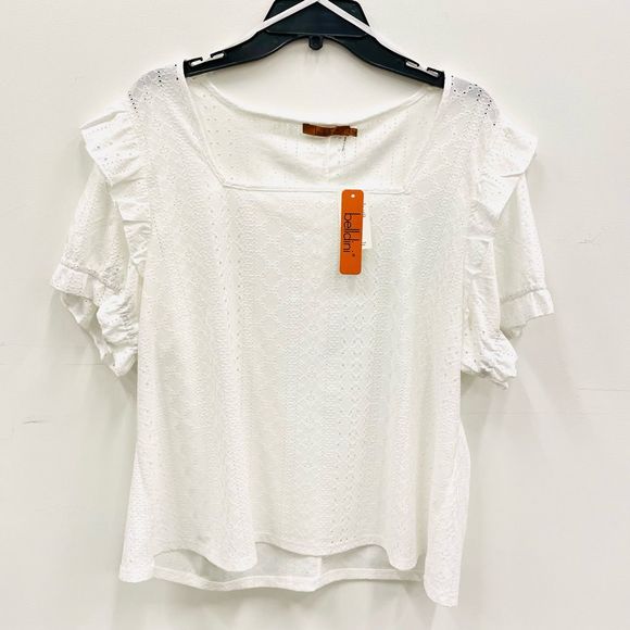 Belldini | Tops | Nwt Belldini Sz X Plus White Short Sleeve Eyelet ...